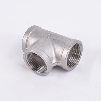 China Sanitary Stainless Steel Pipe Fittings Round Head Code Casting Female Tee in 201 304 for sale