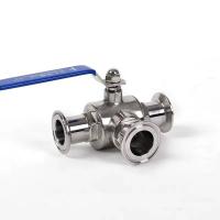 China Stainless Steel 304 316 316L Casting Sanitary 3-Way Manual Ball Valve 1/2 Inch DIN 3A SMS for sale