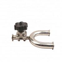 China Sanitary Stainless Steel U Type Bend Diaphragm Valve with SS304/SS316L Body Material for sale