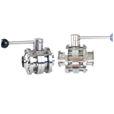 China Three Pieces Welded Hygienic Butterfly Valves for FLASH SALE in SS304 / 316L Material for sale