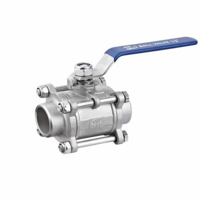 China Silver Stainless Steel 201 304 316 Butt Weld Ball Valve with Manual Handle Control NPT BSP BSPT for sale