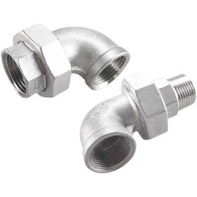 China Stainless Steel Silver BSP NPT G BSPT Female Male Thread Casting Union Elbow Fittings for sale