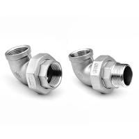 China Stainless Steel Silver BSP NPT G BSPT Female Male Thread Casting Union Elbow Fittings for sale