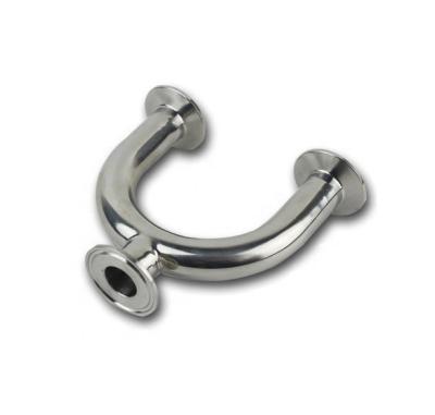 China Hygienic Grade Stainless Steel U-Type Tee with Welding Connection and 180 Degree Elbow for sale