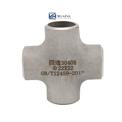 China Stainless Steel SCH40S Butt Weld Pipe Fitting 4 Way Cross Connector 1