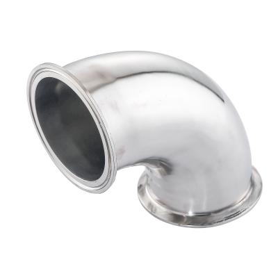China Casting Sanitary Stainless Steel 304 316L Tri-Clamp Quick Install and Weld Elbow 90 Degree Pipe Fitting for sale