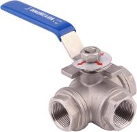 China Stainless Steel 304 3-Way Ball Valve T Mounting Pad Female Type with Vinyl Locking Handle for sale