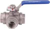 China Stainless Steel 304 3-Way Ball Valve T Mounting Pad Female Type with Vinyl Locking Handle for sale