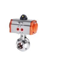 China Water Media Sanitary Stainless Steel 304 Tri Clamp Pneumatic Actuator Butterfly Valve for sale