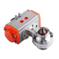China Water Media Sanitary Stainless Steel 304 Tri Clamp Pneumatic Actuator Butterfly Valve for sale