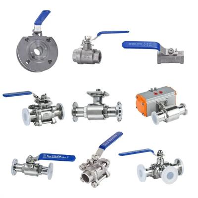 China Customized Support OEM Sanitary Stainless Steel 304/316L Tri Clamp 3PC Ball Valve with Pneumatic Actuator for sale