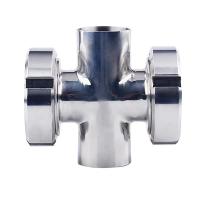 China SS304/SS316L Stainless Steel 4 Way Cross Union Sight Glass for Hygienic Butt Welding for sale