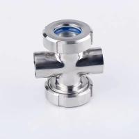 China SS304/SS316L Stainless Steel 4 Way Cross Union Sight Glass for Hygienic Butt Welding for sale