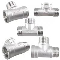 China Casting Stainless Steel Tee Fitting for Water Plumbing Pipe Male Female Threads Equal Size for sale