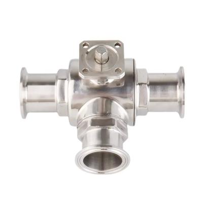 China Food Grade Silver T Type TRI CLAMP 3 Way Ball Valve Stainless Steel 304 316 WZ 3A/DIN/SMS for sale