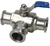China Food Grade Silver T Type TRI CLAMP 3 Way Ball Valve Stainless Steel 304 316 WZ 3A/DIN/SMS for sale