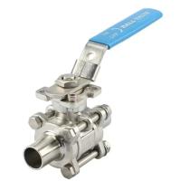 China Silver 3pc High Platform Sanitary Ball Valves for WZ 3A DIN CE ISO Stainless Steel Length for sale