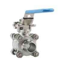 China Silver 3pc High Platform Sanitary Ball Valves for WZ 3A DIN CE ISO Stainless Steel Length for sale