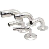 China Sanitary SS304 316 316L Tri Clamp 90DEG Hose Barb Tri Clover Compatible Hose Coupling Fitting Food Grade Adapter for sale