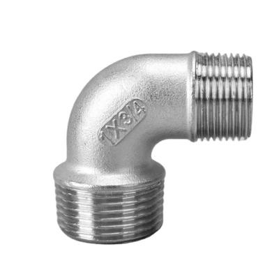 China 1/2' 1.0' RTS Stainless Steel 304 Pipe Fittings Double Male Threaded 90 Degree Elbow for sale
