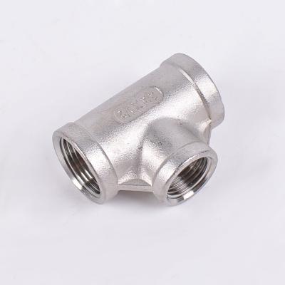 China Female NPT Threaded Sanitary Stainless Steel Casting Pipe Fittings 201/304 Reducing Tee for sale