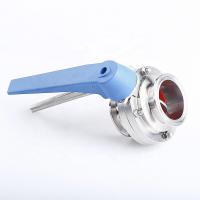 China Stainless Steel 304 Butterfly Valve with Blue Trigger Handle and Tri Clamp Clover for sale