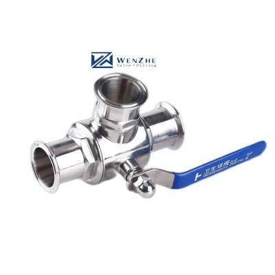 China Forged Sanitary SS304/SS316L L/T Type Tri Clamp Stainless Steel 3 Way Ball Valve 3A DIN for sale
