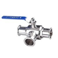 China Forged Sanitary SS304/SS316L L/T Type Tri Clamp Stainless Steel 3 Way Ball Valve 3A DIN for sale