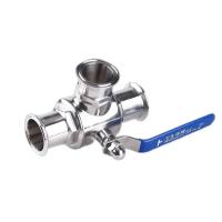 China Forged Sanitary SS304/SS316L L/T Type Tri Clamp Stainless Steel 3 Way Ball Valve 3A DIN for sale