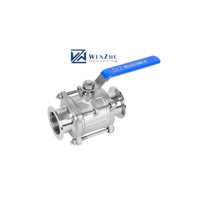 China Hygienic Sanitary 3-piece Ball Valve with Forged Design and Clamp Connection in CF8M SS for sale