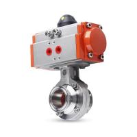 China Sanitary Silver Stainless Steel 304 316 Pneumatic Welded/Clamp Butterfly Valve 3A for sale