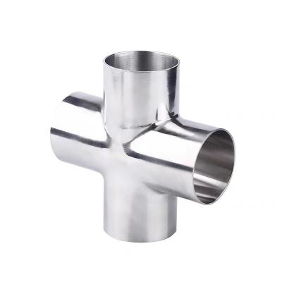 China Stainless Steel 316 304 Cylindrical Head Code 4 Way Cross Pipe Fitting for Industrial for sale