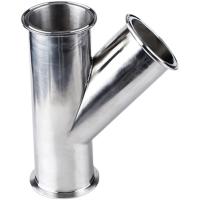 China Quick Install Stainless Steel 304 316 Sanitary Clamped Lateral Tee 45 Degree Y Branch Pipe Fitting for sale