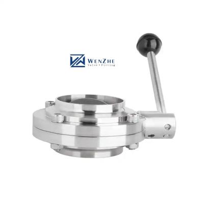 China Food Grade Sanitary Stainless Steel Butt-Weld Butterfly Valve with Welding Connection for sale