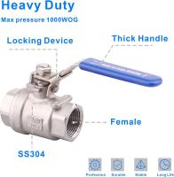 China Stainless Steel 304 Ball Valve 2-Piece Full Port Heavy Duty with Locking Device 1''-8 for sale