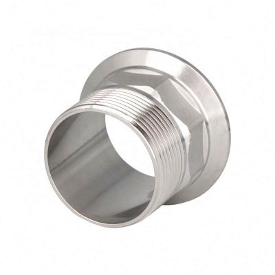 China Forged Sanitary Stainless Steel Male Thread Pipe Fitting Tri Clamp Adapter for Dairy for sale