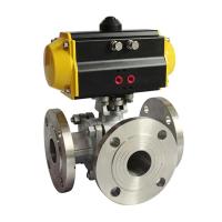 China Standard Stainless Steel Pneumatic Actuated Flanged Ball Valve with Flange Connection for sale