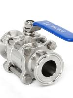 China Sanitary Stainless Steel 304 Three-Piece Quick Clamp Ball Valve for Manual Operation for sale