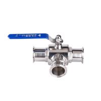 China Sanitary Stainless Steel 304 316 316L Tri Clamp 3-Way Sanitary Ball Valve Type T Type L for sale