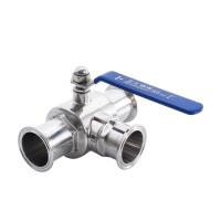 China Sanitary Stainless Steel 304 316 316L Tri Clamp 3-Way Sanitary Ball Valve Type T Type L for sale