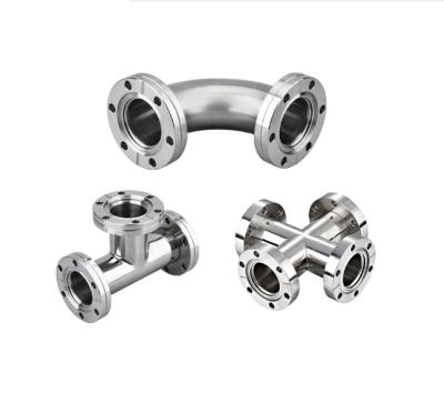China Stainless Steel 301/304/316 KF Equal Tee Connect Flange Vacuum Fitting with OEM Support for sale
