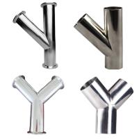 China Sanitary Stainless Steel Y Type 3 Way Tee Connector with Tri-Clamp Welding Connection for sale