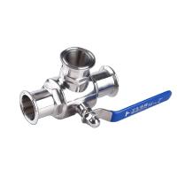 China Sanitary SS304/SS316L Tri Clamp Ball Valve with 3 Way Function and in 1/2'' 6'' Sizes for sale