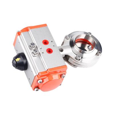 China Food Grade Sanitary Stainless Steel 304/316l Pneumatic Actuated Welded Butterfly Valve High Temperature 2/3 inch for sale