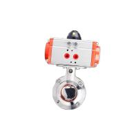 China Food Grade Sanitary Stainless Steel 304/316l Pneumatic Actuated Welded Butterfly Valve High Temperature 2/3 inch for sale