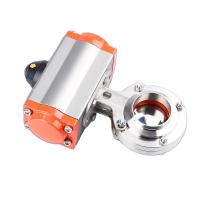 China Food Grade Sanitary Stainless Steel 304/316l Pneumatic Actuated Welded Butterfly Valve High Temperature 2/3 inch for sale