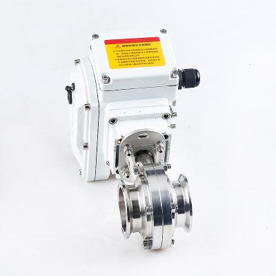 China Sanitary Stainless Steel 304/316L Clamped Butterfly Valve with Electric Actuator for sale