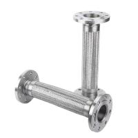 China Flexible Metal Corrugated Pipe with Flange Connection Silver Stainless Steel 304 316 Hose for sale