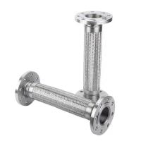 China Flexible Metal Corrugated Pipe with Flange Connection Silver Stainless Steel 304 316 Hose for sale