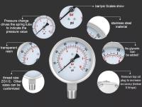 China Thread Connection WZ 100mm 304SS Stainless Steel Pressure Gauge Cylindrical Head Code for sale